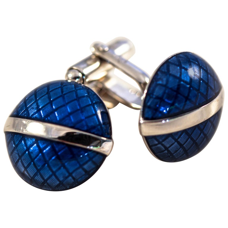 Sterling Blue Cufflinks For Sale at 1stDibs