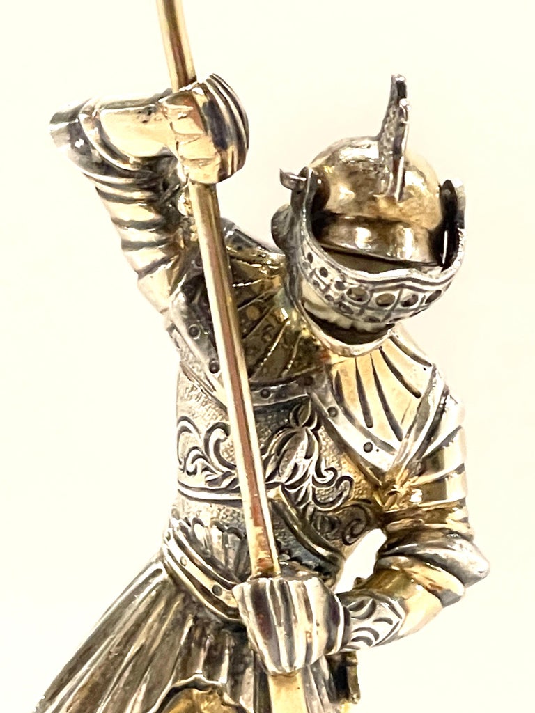 Sterling, Bone, and Semi-Precious Gems Figure of 'St. George and Dragon ...