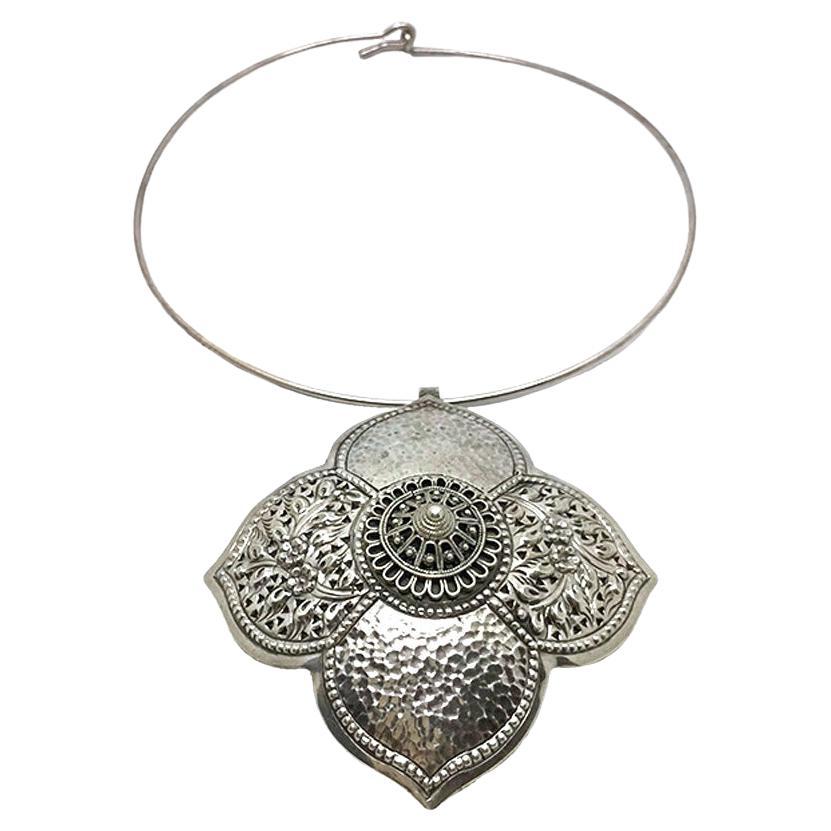Sterling Collar with Large Pendant For Sale at 1stDibs