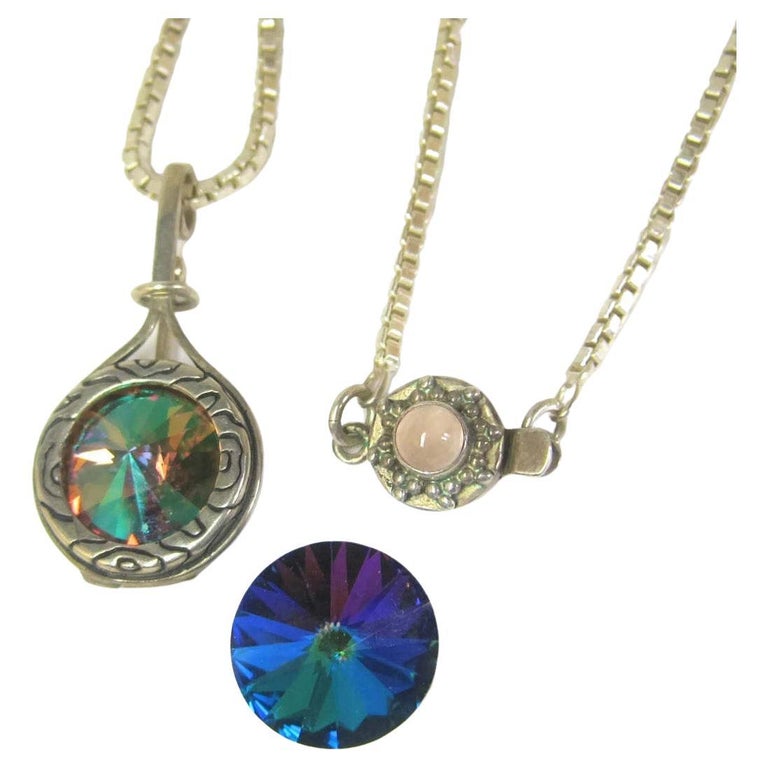 Sterling Interchangeable Pendant Rose Quartz Chain For Sale at 1stDibs