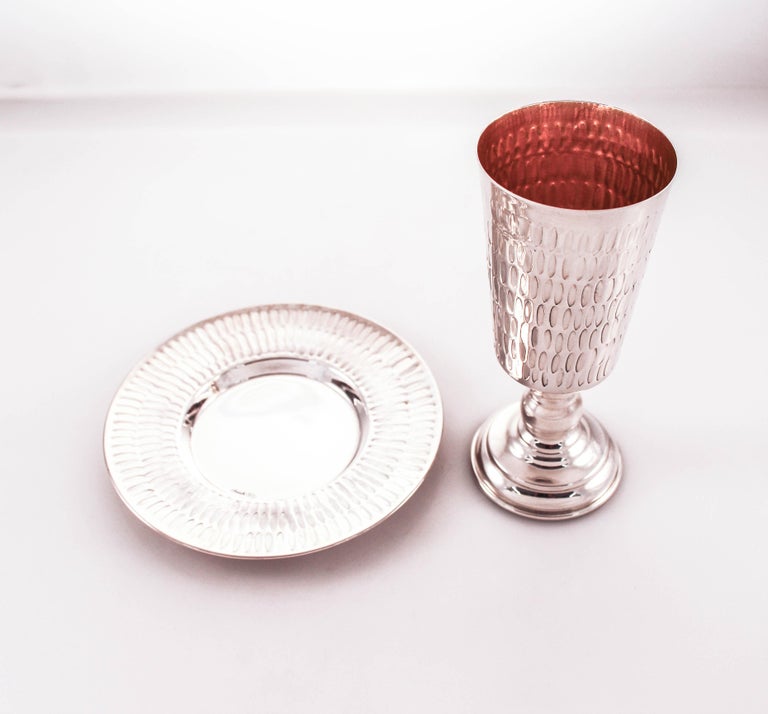 Sterling Kiddush Cup and Plate For Sale at 1stDibs