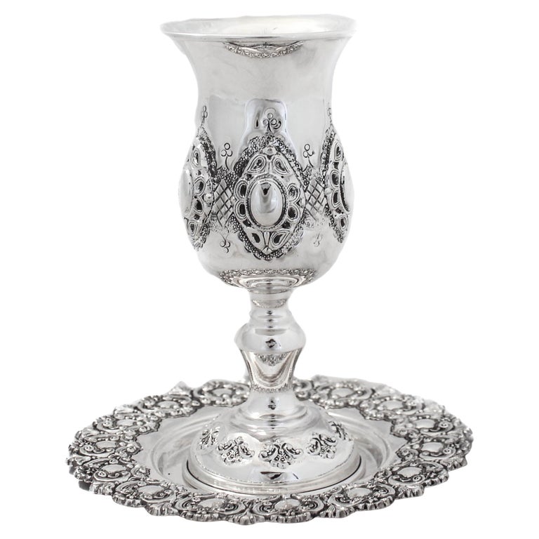 Sterling Kiddush Cup and Plate at 1stDibs