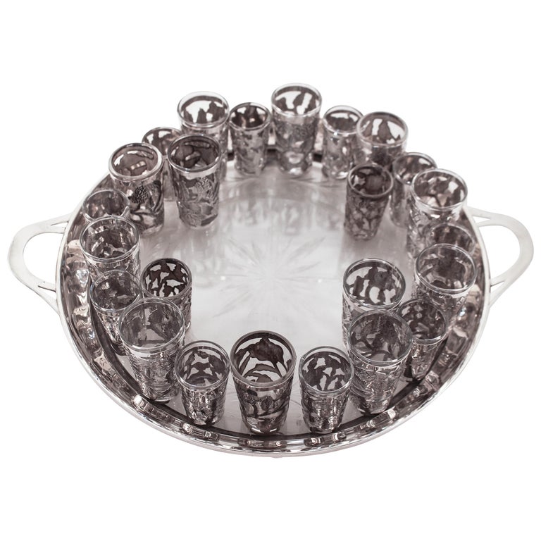 Sterling Liquor Set with Tray For Sale at 1stDibs