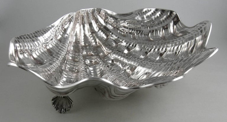 Sterling Messulan Giant Footed Clam Shell Dish at 1stDibs