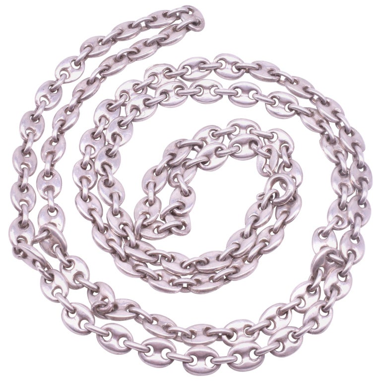 Sterling Midcentury Nautical "Gucci" style chain Necklace with Anchor ...