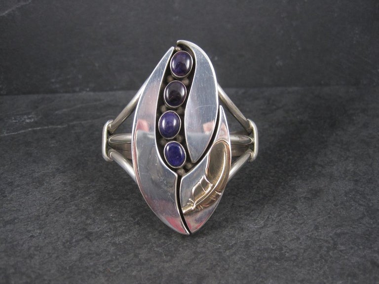 Sterling Navajo Sugilite Feather Cuff Bracelet Wilbert Cora Vandever ...