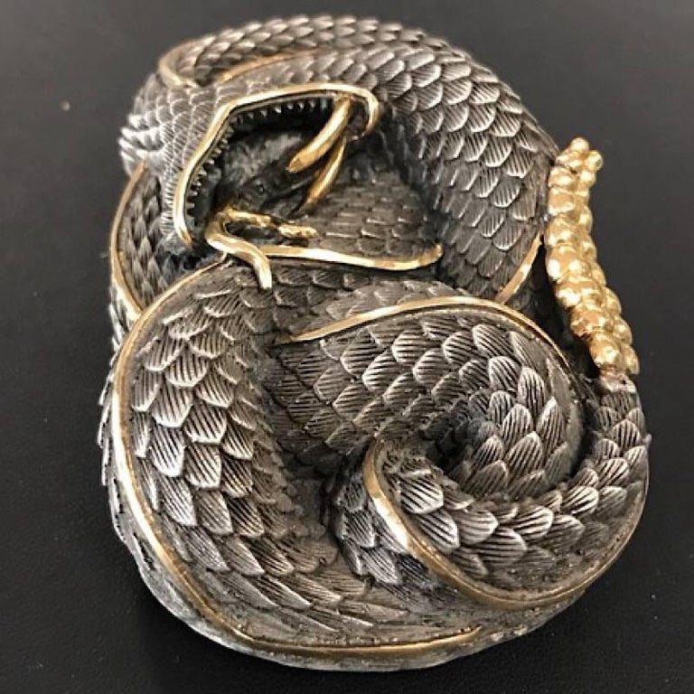 Sterling Silver and 22 Karat Gold Snake Style Belt Buckle with ...