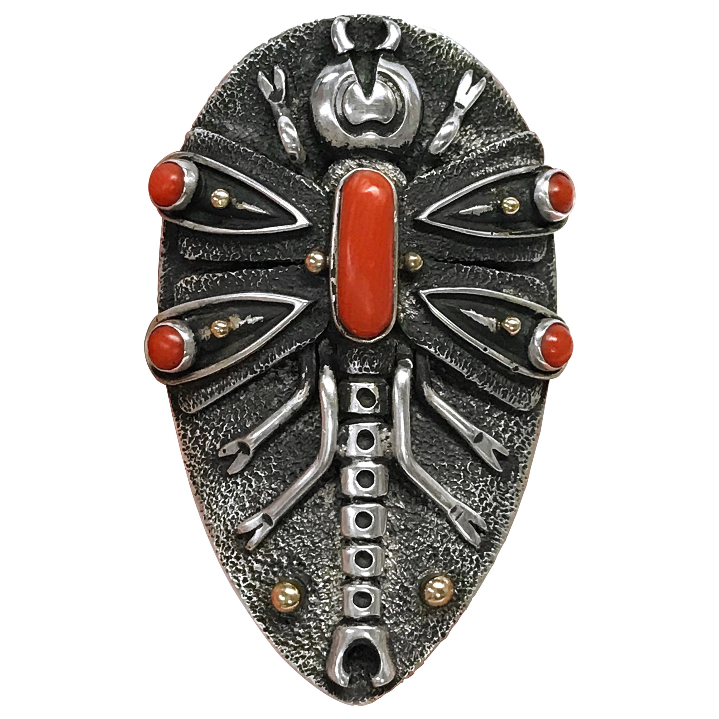 Sterling Silver 14 Karat Carico Lake Turquoise Coral Eagle Ring III For ...