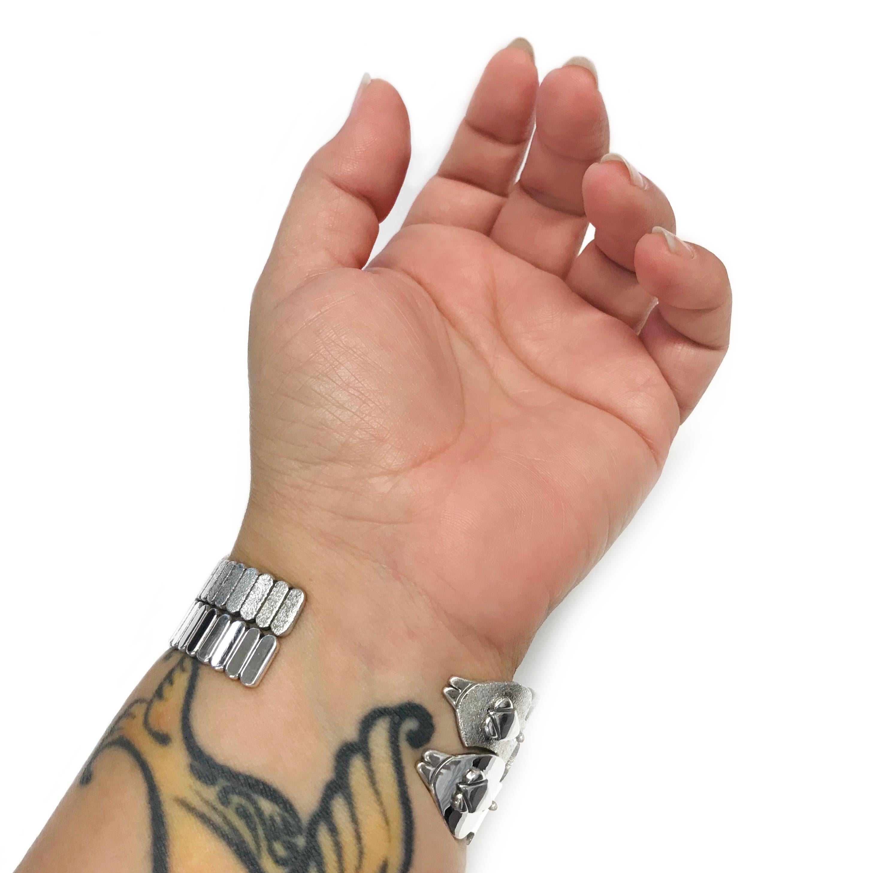 Sterling Silver 14 Karat Dual Snake Cuff at 1stDibs