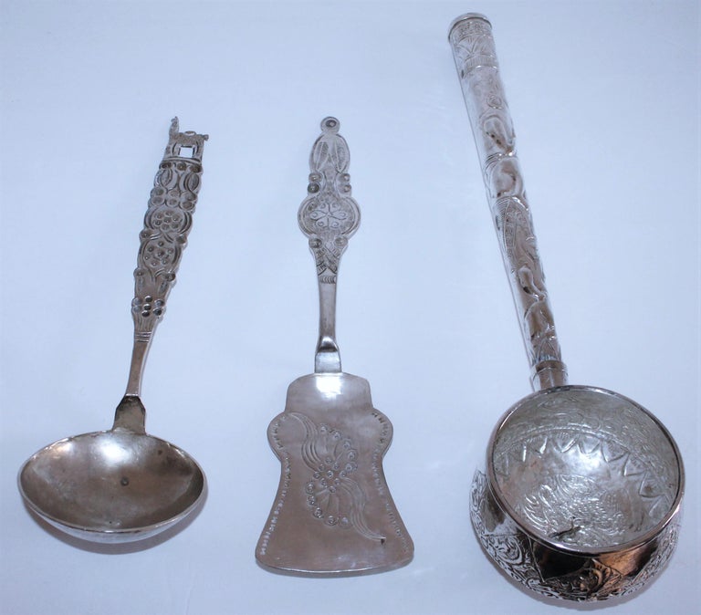 Sterling Silver 3 Pieces, Peruvian Serving Set For Sale at 1stDibs