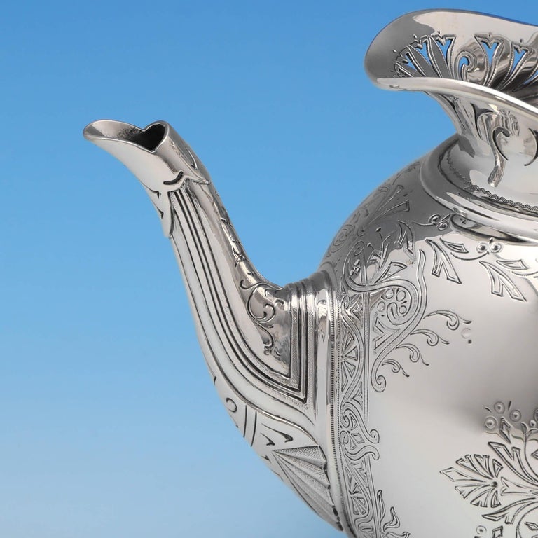 Victorian 4-Piece Antique Sterling Silver Tea Set by Elkington, London ...