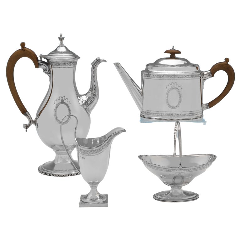 Sterling Silver 4 Piece Tea Set, 'Hester Bateman' Design, by C. J. Vander, 1962 at 1stDibs