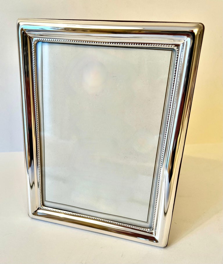 Sterling Silver Picture Frame with Wooden Back For Sale at 1stDibs
