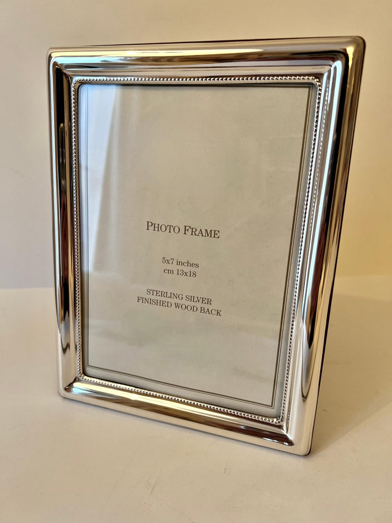 Sterling Silver Picture Frame with Wooden Back For Sale at 1stDibs