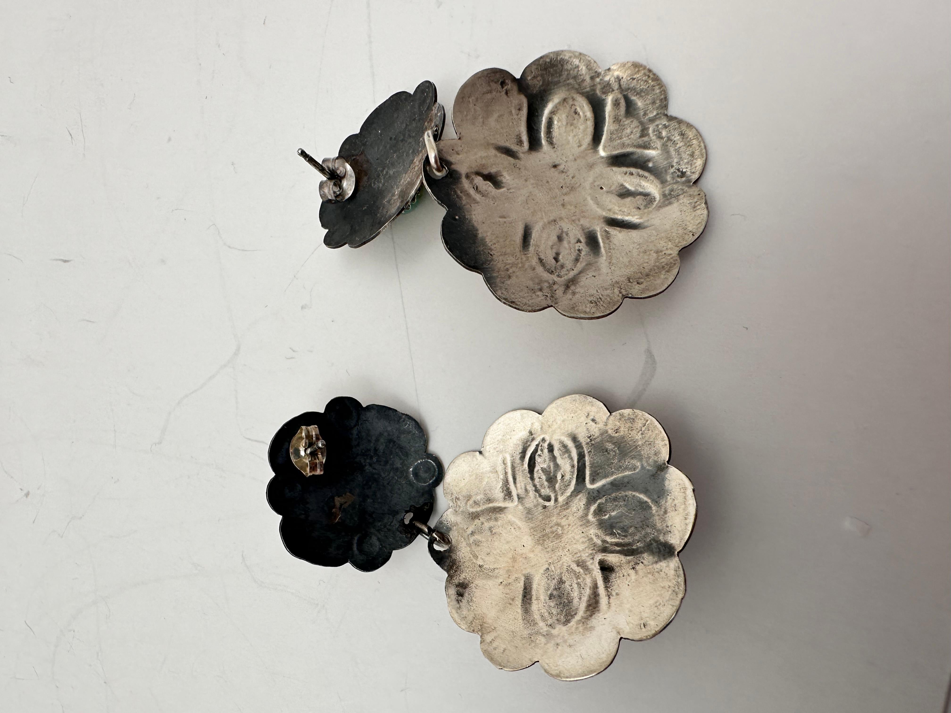 Sterling Silver .925 Turquoise Navajo by Tim Yazzie Concho 3/4 x 2 1/4 ...