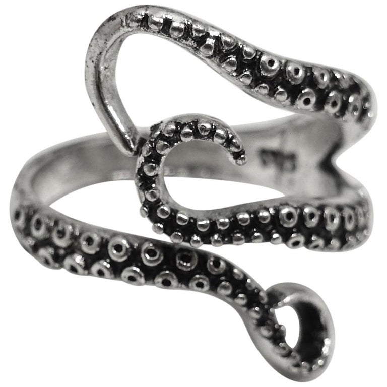 Sterling Silver Abstract Snake Design Ring, Size 7-1/2 For Sale at 1stDibs