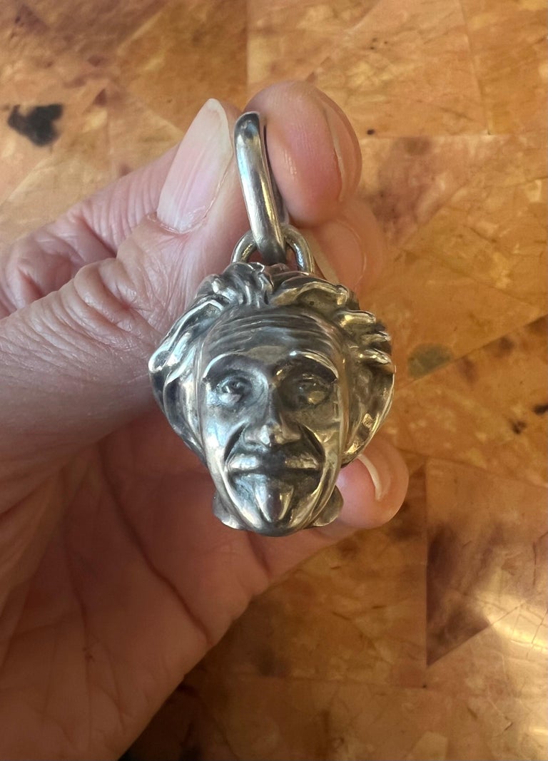 Sterling Silver "Albert Einstein" Key Ring/Pill Box/Pendant For Sale at ...