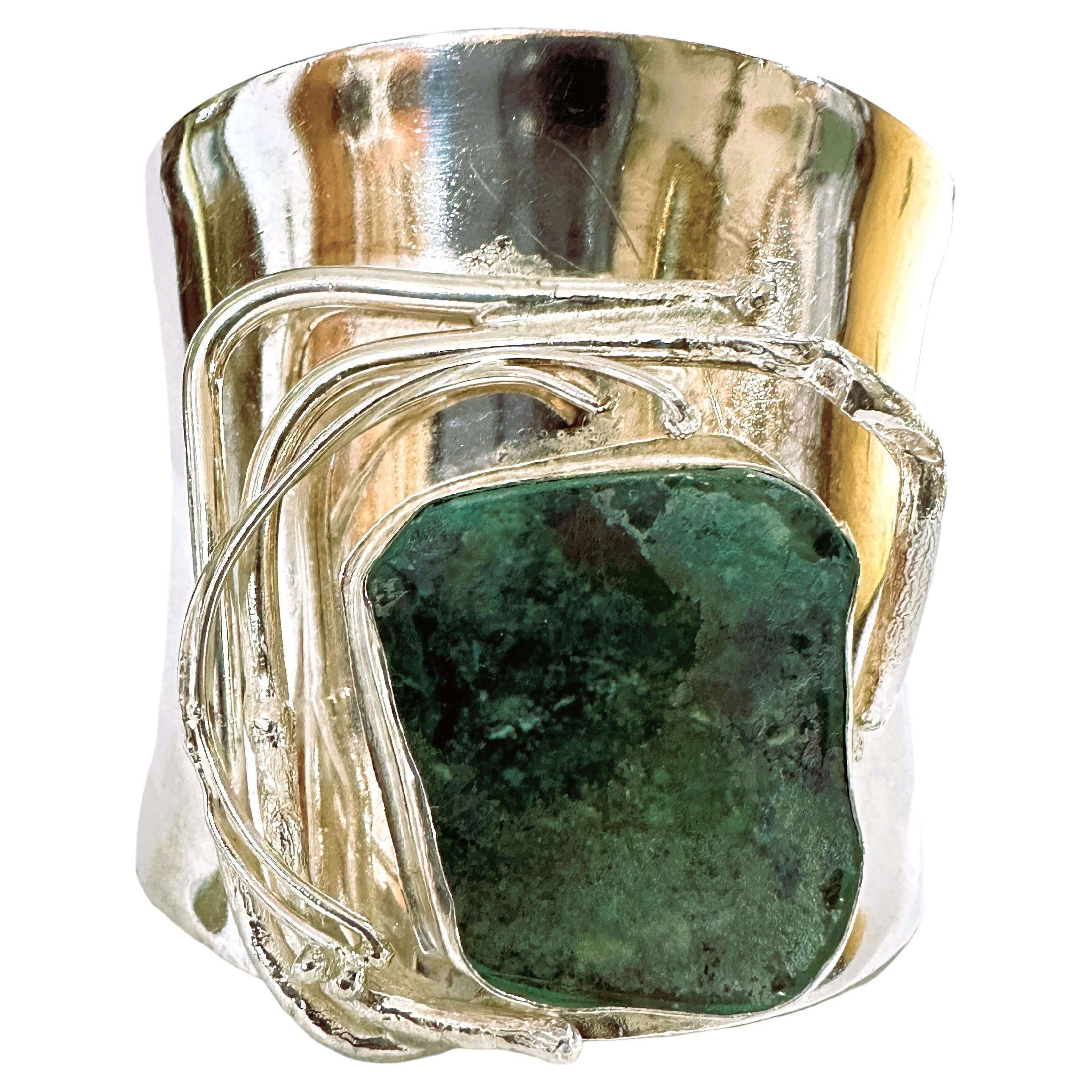 Sterling Silver and Ancient Roman Glass Cuff Bracelet by Jackie Cohen ...