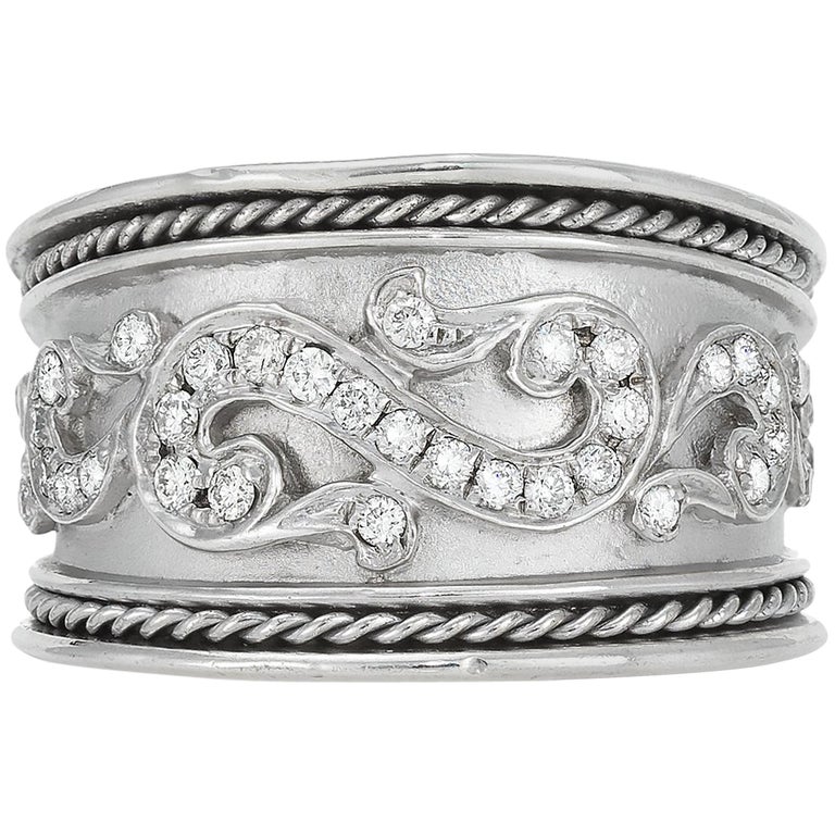Sterling Silver and Diamond Band For Sale at 1stDibs | sterling silver ...