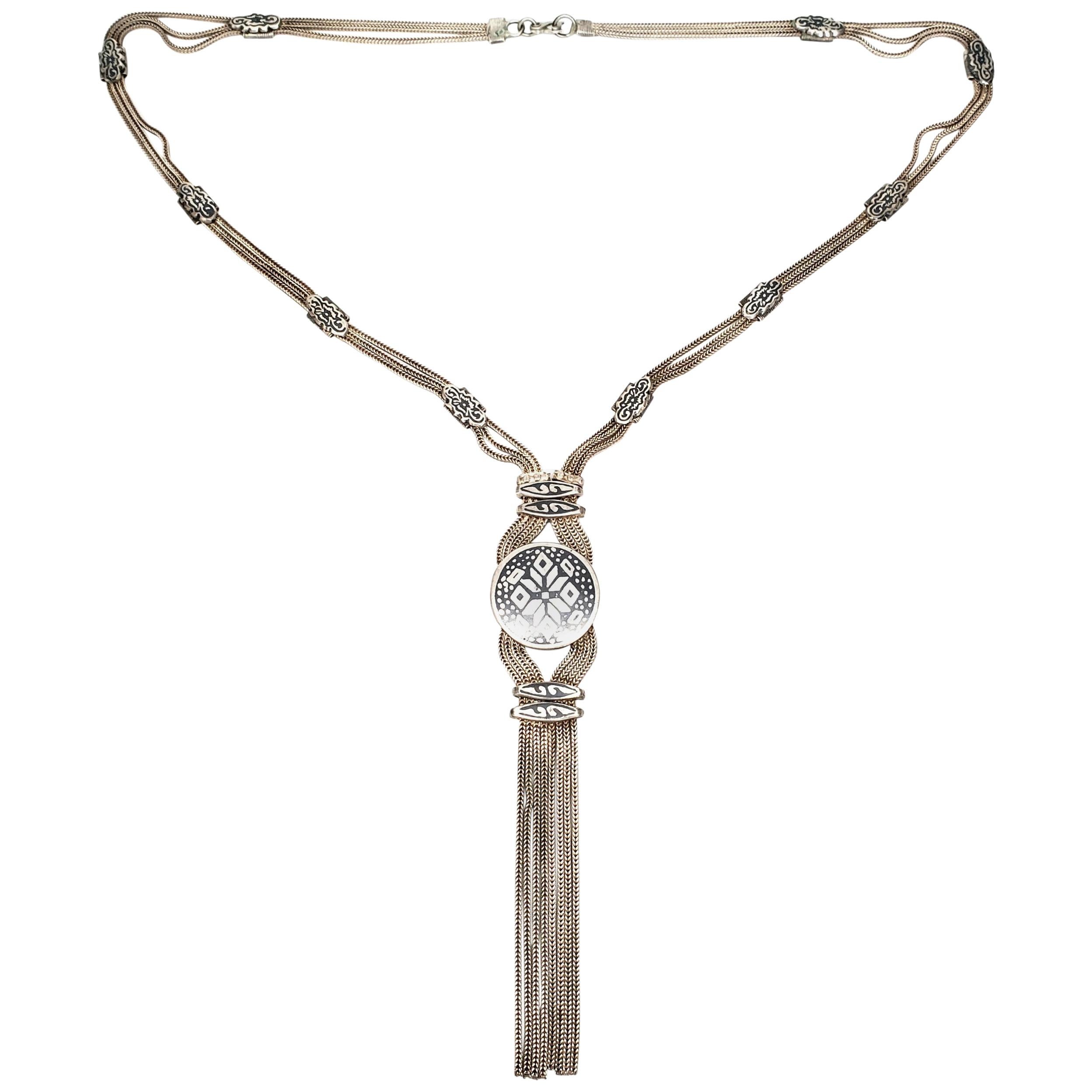 Sterling Silver and Enamel Multi-Strand Fox Tail Necklace at 1stDibs