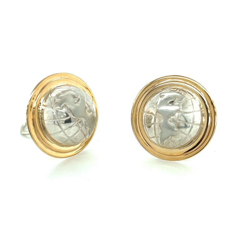 Sterling Silver and Gold Earth Globe Earrings For Sale at 1stDibs