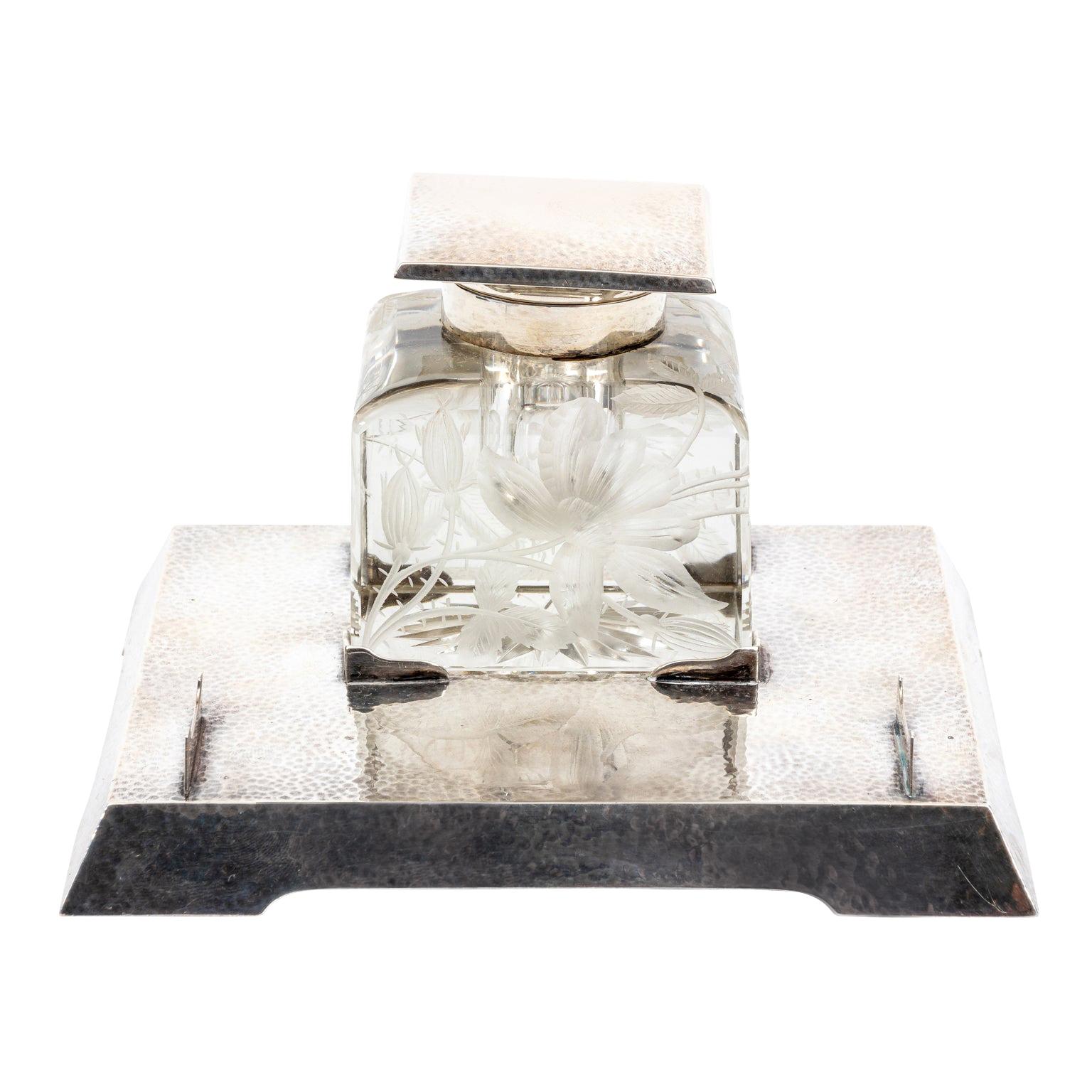 Rare Inkwell in Carved Crystal and Worked Silver by Lucien Gaillard For ...