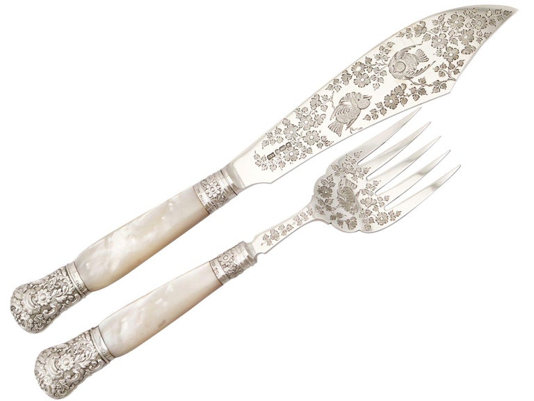 Antique Victorian Sterling Silver and Mother of Pearl Handled Fish ...