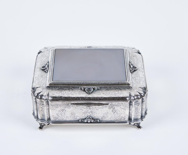 Sterling Silver and Onyx Box For Sale at 1stDibs