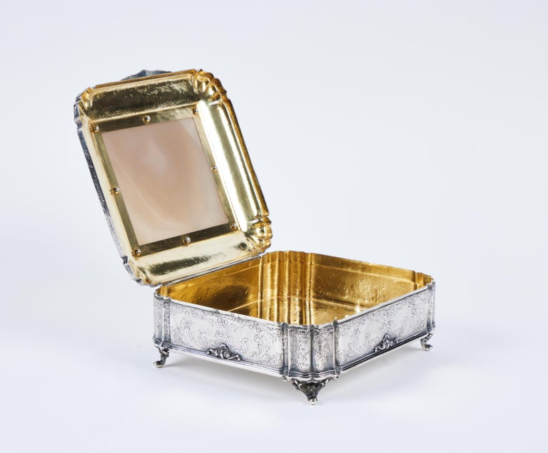Sterling Silver and Onyx Box For Sale at 1stDibs