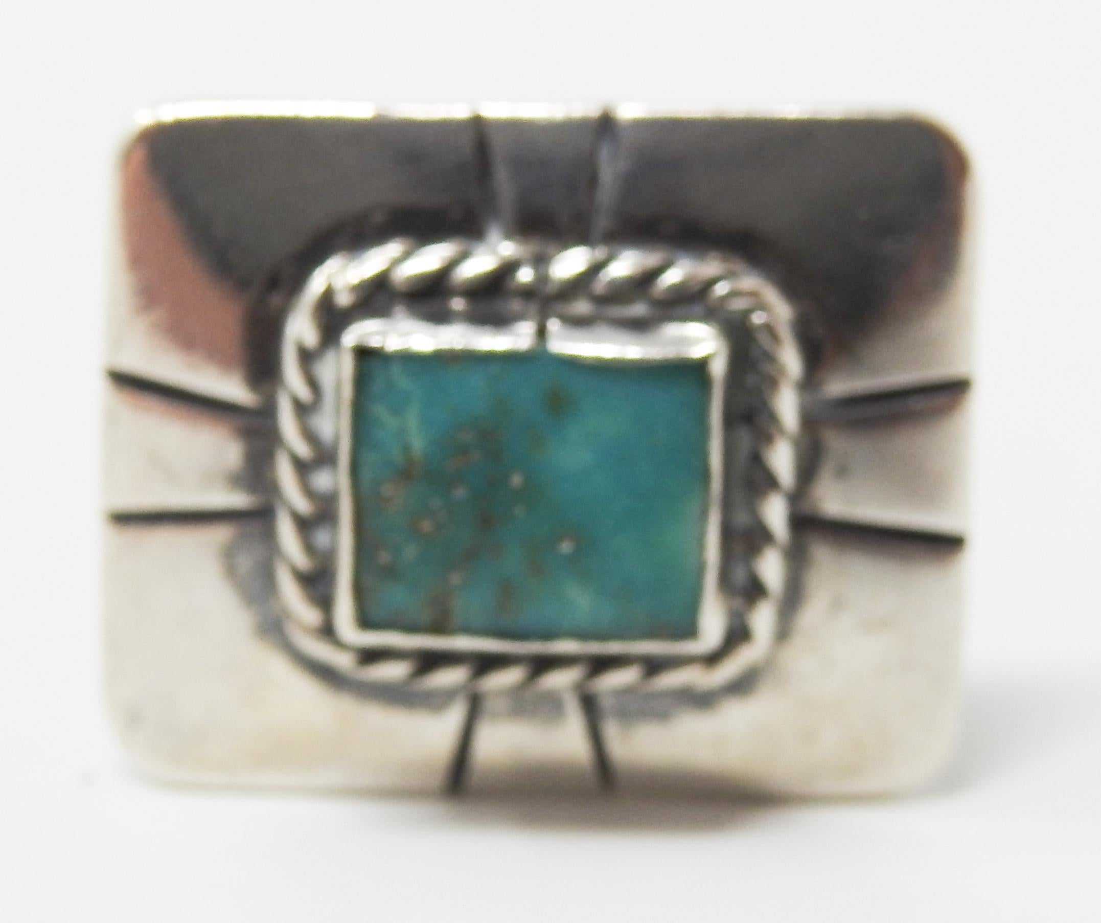 Sterling Silver and Turquoise Cufflinks For Sale at 1stDibs