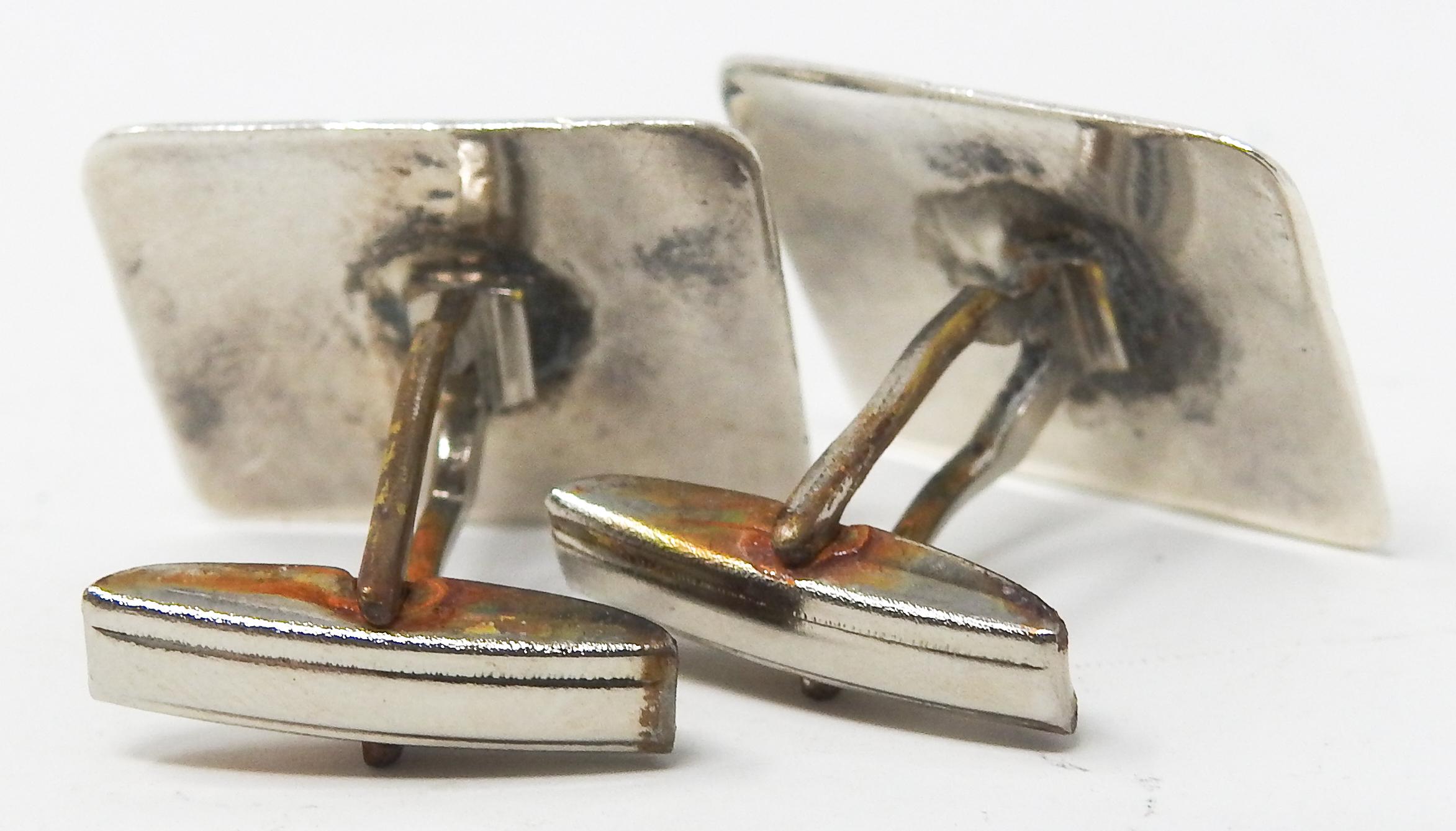 Sterling Silver and Turquoise Cufflinks For Sale at 1stDibs
