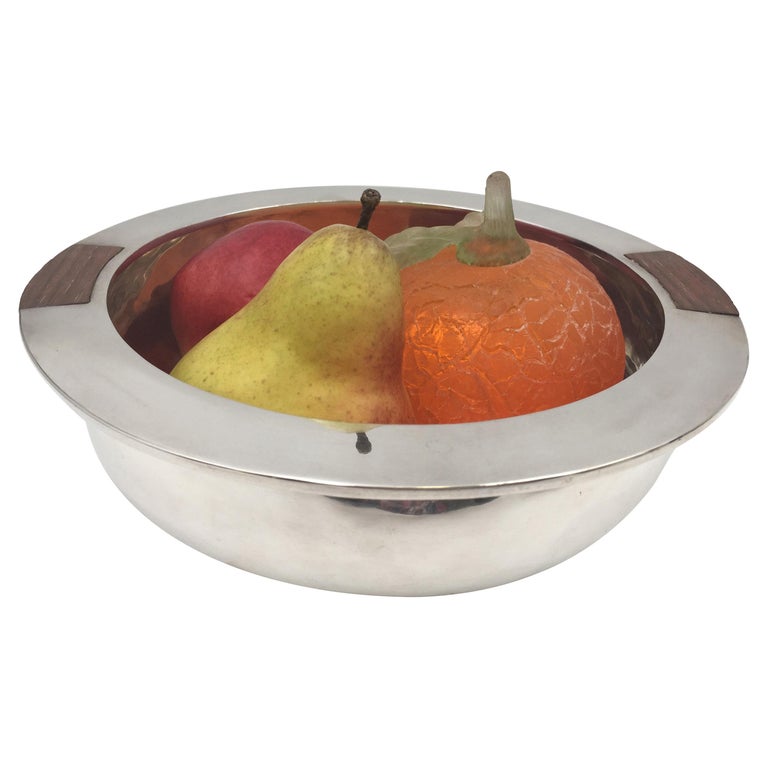 Sterling Silver and Wood Mid-Century Modern Ice Bucket Bowl For Sale at ...