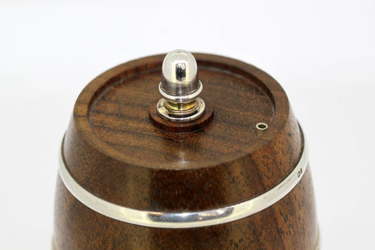 Sterling Silver and Wood Salt Grinder in Form of a Barrel by Mappin and ...