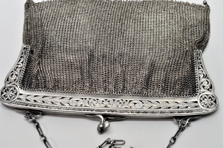 Sterling Silver Antique Chain Mail Mesh Evening Bag Purse at 1stDibs ...