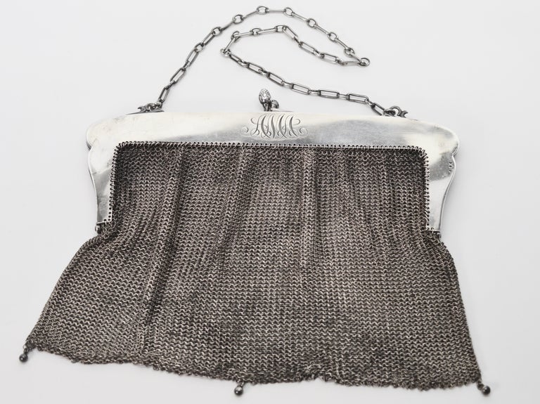 Sterling Silver Antique Chain Mail Mesh Evening Bag Purse at 1stDibs ...