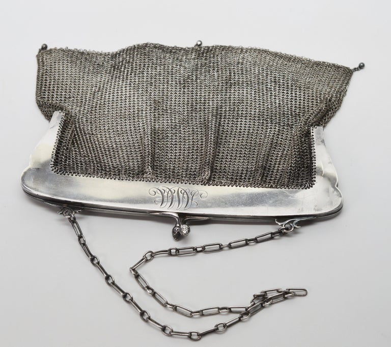 Sterling Silver Antique Chain Mail Mesh Evening Bag Purse at 1stDibs ...
