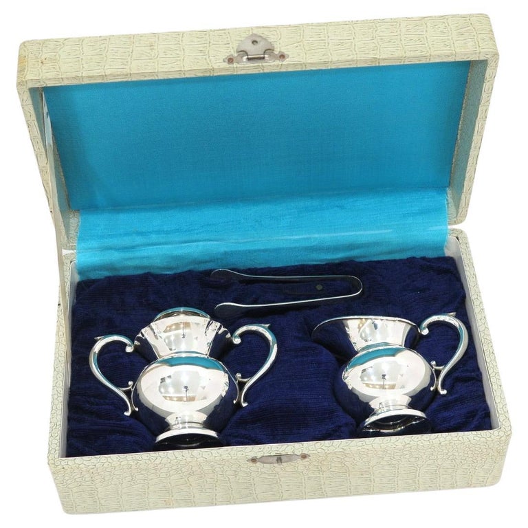 Sterling Silver Antique Japanese Mini Sugar Bowl, Creamer and Sugar ...