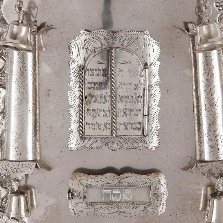 Sterling Silver Antique Judaica Torah Breast Plate, Late 19th Century ...