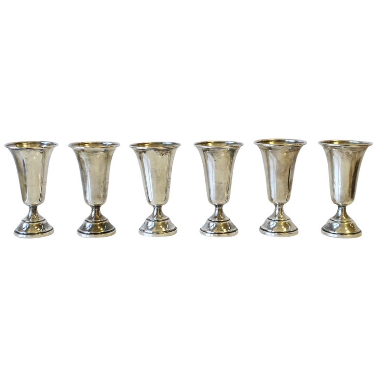 Sterling Silver Aperitif Liquor Cups or Vodka Shot Glasses, Set of 6 at ...