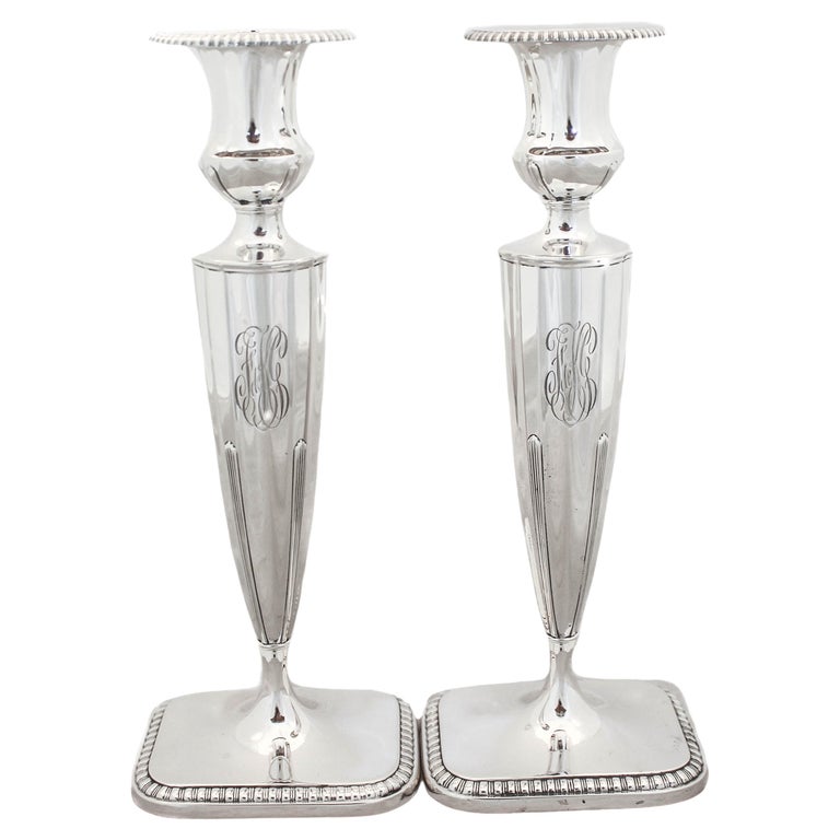 Sterling Silver Art Deco Candlesticks at 1stDibs