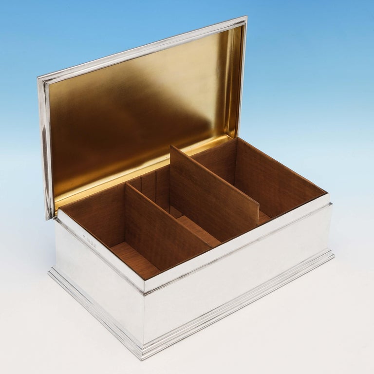 Art Deco Large Sterling Silver Cigar Box by Charles Dumenil, London ...