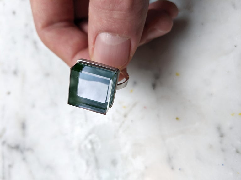 Sterling Silver Art Deco Style Ink Ring with Blue Quartz by Artist For ...