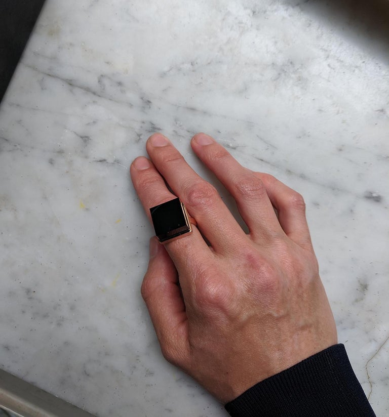 Sterling Silver Art Deco Style Ink Ring with Green Quartz by Artist For ...