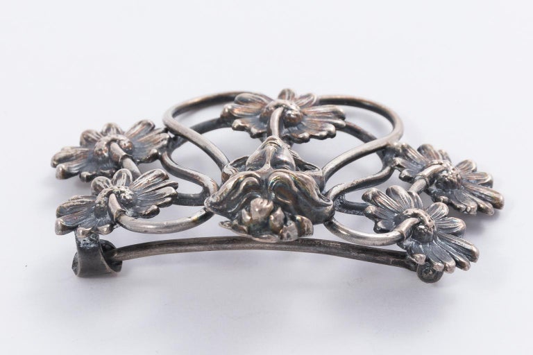 Sterling Silver Art Nouveau Pin by William Kerr at 1stDibs