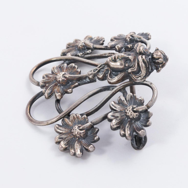 Sterling Silver Art Nouveau Pin by William Kerr at 1stDibs