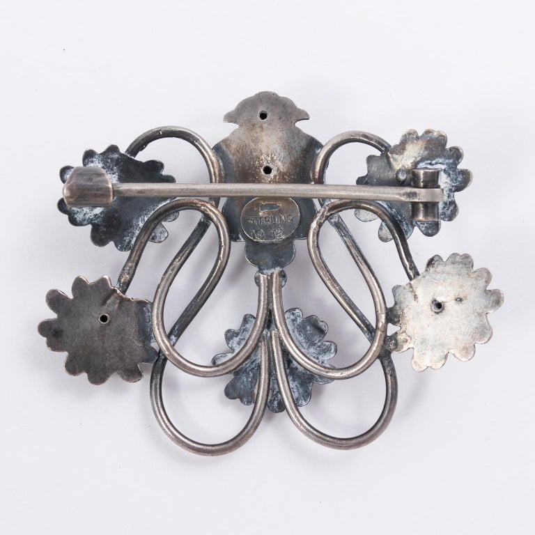 Sterling Silver Art Nouveau Pin by William Kerr at 1stDibs