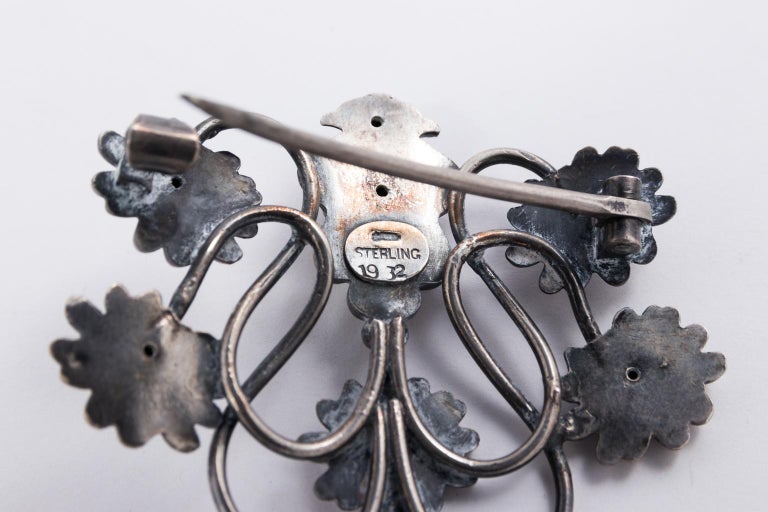 Sterling Silver Art Nouveau Pin by William Kerr at 1stDibs