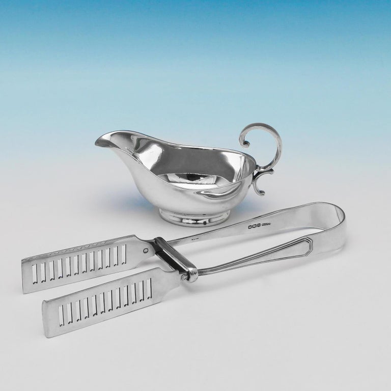 1930s Sterling Silver Asparagus Dish, Tongs and Butter Boat by Mappin ...