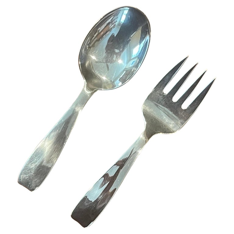 Sterling Silver Baby Flatware in Cordis Pattern by Tiffany and Co. For ...