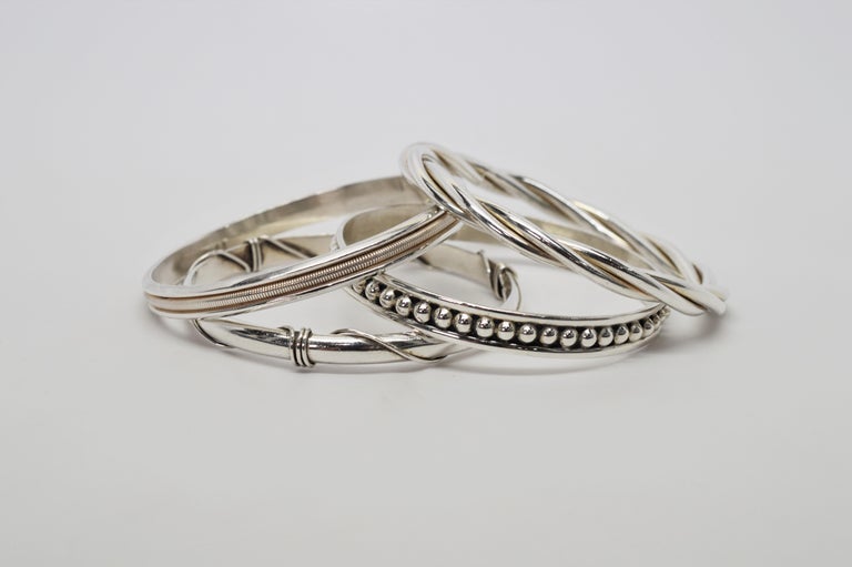 Sterling Silver Bangle Bracelet Set at 1stDibs